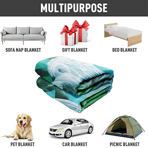 40x50 Blanket Comfort Warmth Soft Plush Throw for Couch Underwater Manatee Family Green