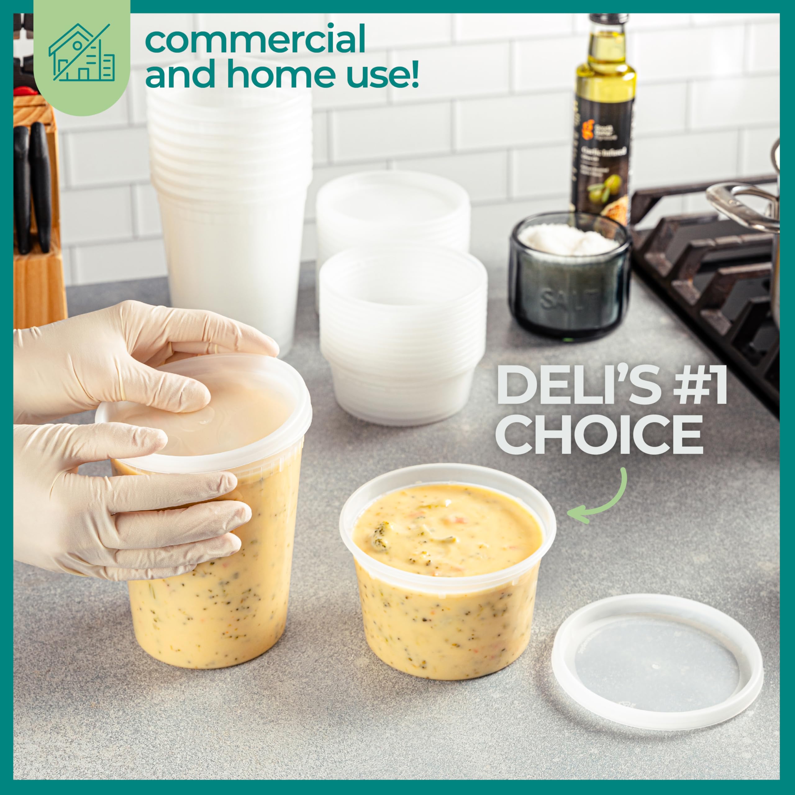JoyServe Deli Food Containers with Lids - (48 Sets) 24-32 Oz Quart Size & 24-16 Oz Pint Size Airtight Food Storage Takeout Meal Prep Containers with 54 Lids, BPA-Free, Dishwasher, Microwave Safe