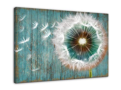 Canvas Wall Art for Rustic Home Decor White Dandelion Green Driftwood Theme Country Wall Decor for Bathroom Bedroom Modern Canvas Prints Artwork for Kitchen Wall Decoration Size 12x16 inches