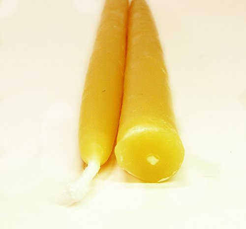 100% Beeswax 2-Hour Candles Organic Hand Made - 7 1/2 Inches Tall, 3/8 Inch Diameter (Set of 12)