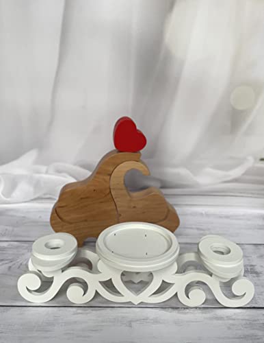 Unity Candle Holder-Unity Candle Stand-Unity Candle Holder Set-Pillar Candle Holder-Wedding Gift -Ceremony Decoration-Wedding Centerpiece (with Heart)