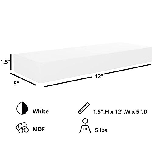 kieragrace Stockholm Maine Floating Wall Shelf - White, 12"