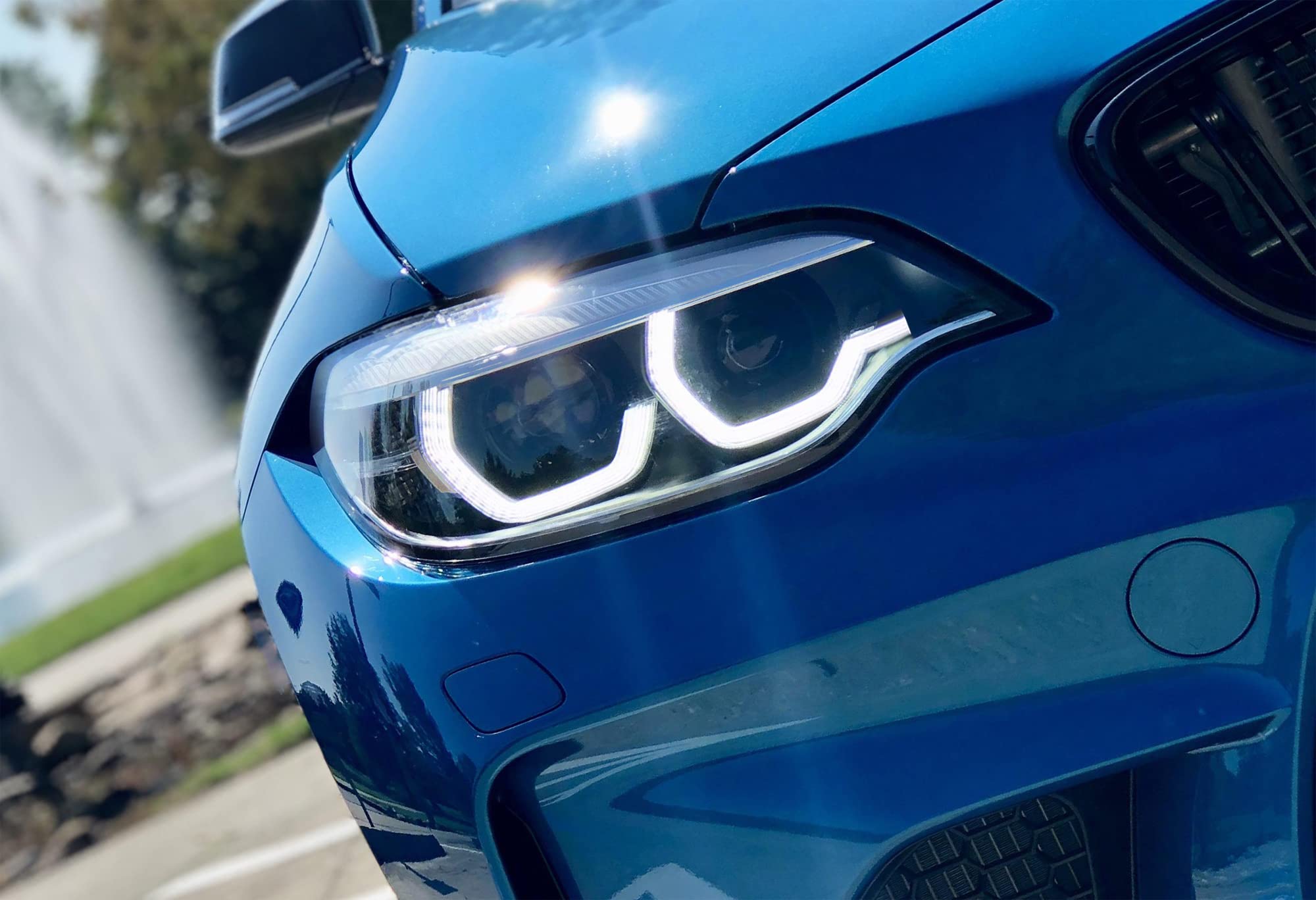 iJDMTOY 4pc Set Iconic Performance Style 7000K Xenon White Hexagon Shape LED Angel Eyes Halo Rings w/Crystal Acrylic Covers Compatible with BMW 3 Series OEM LED/Xenon Light Trims
