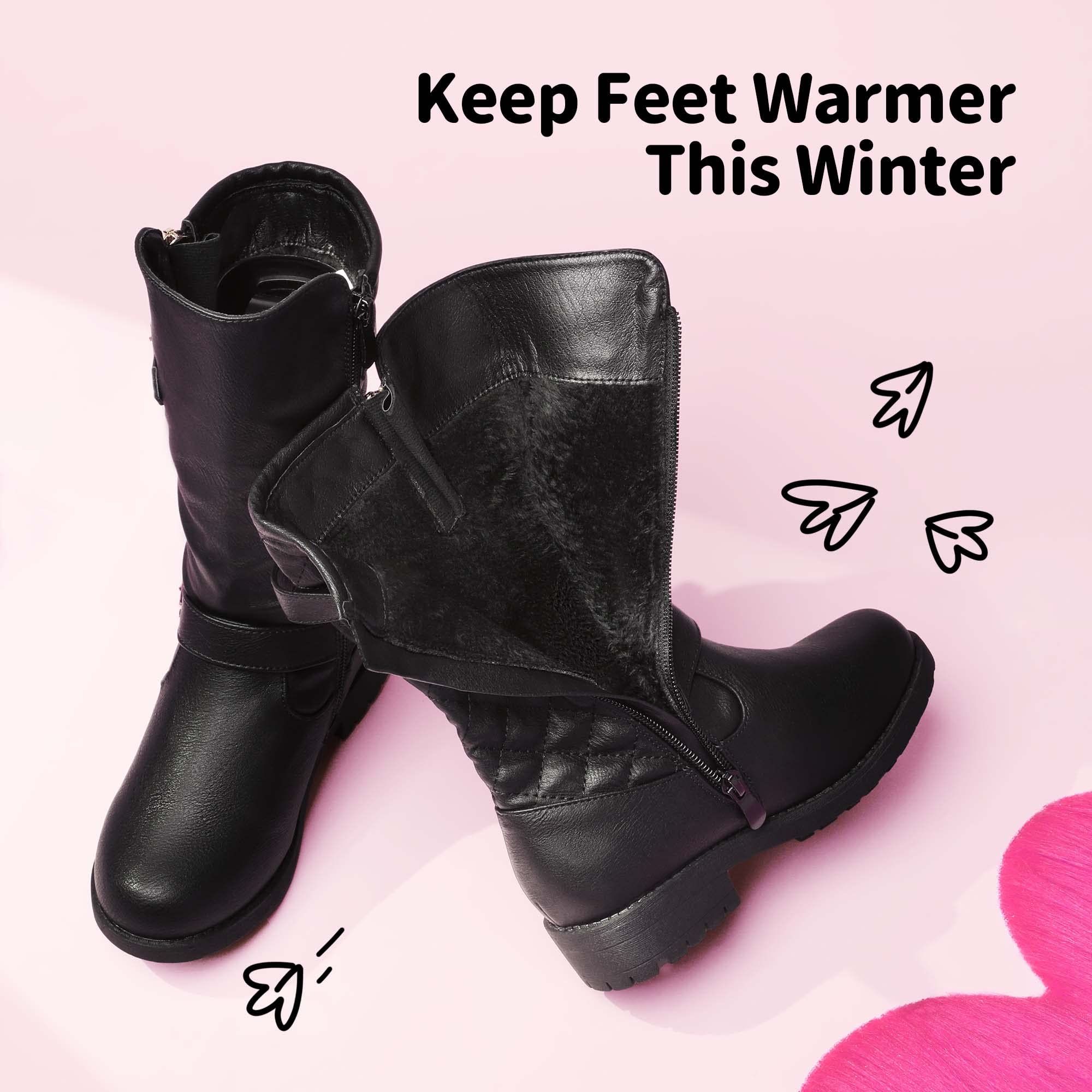 DREAM PAIRS Girls Big Kid Knice Black Knee High Winter Motorcycle Riding Boots Size 5 M US Big Kid