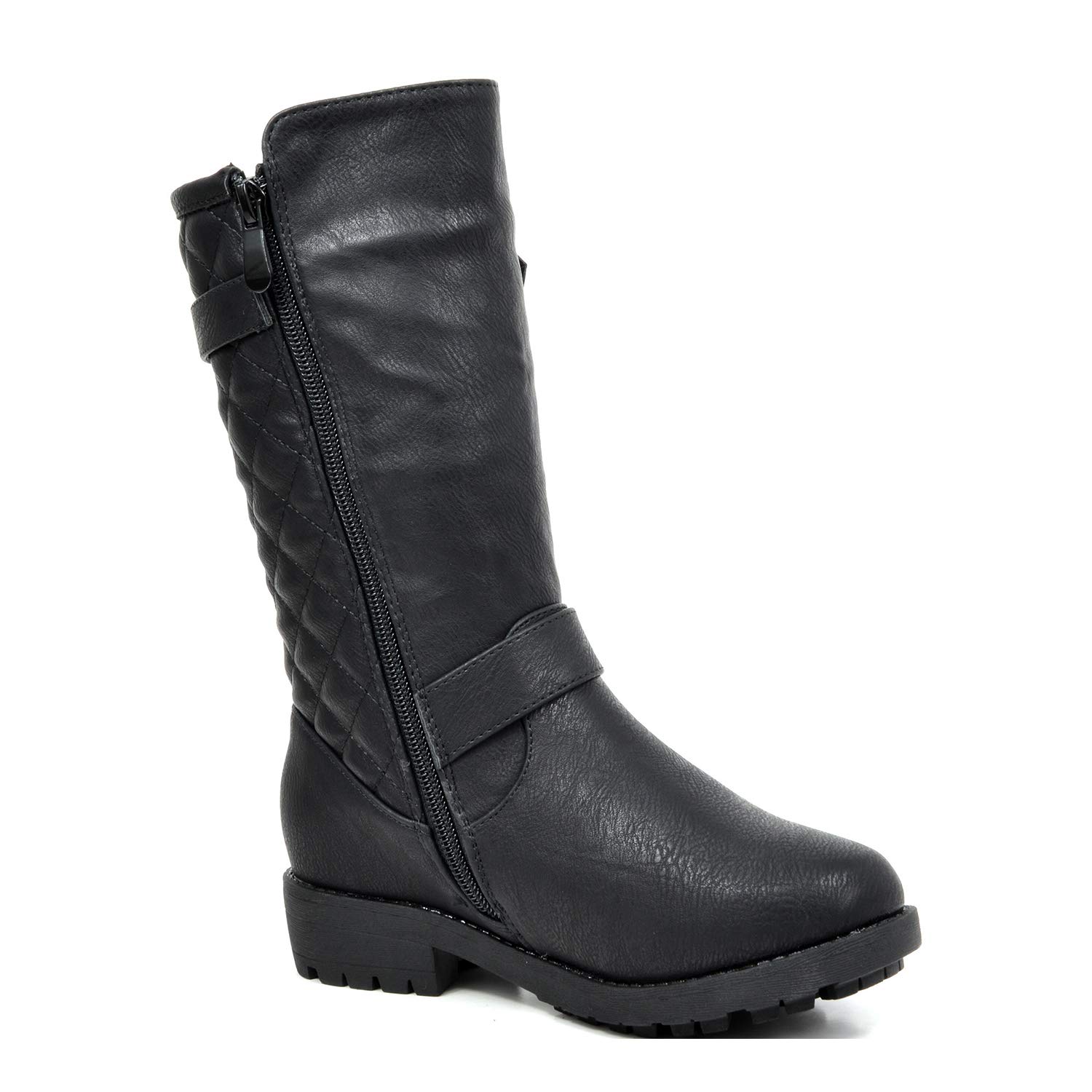 DREAM PAIRS Girls Big Kid Knice Black Knee High Winter Motorcycle Riding Boots Size 5 M US Big Kid