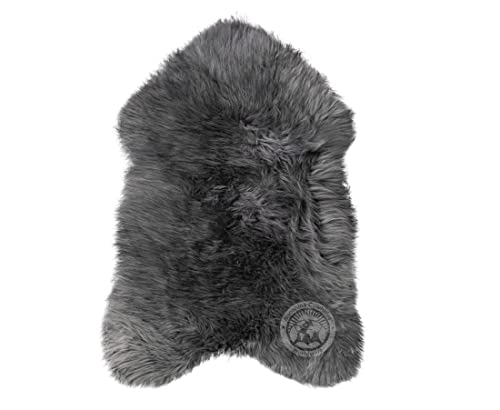 Sunshine Cowhides Genuine Natural Sheepskin Rug Grey 2 x 3 ft. Soft Premium Quality Bedside Rug Chair Seat Cover Rug Throw