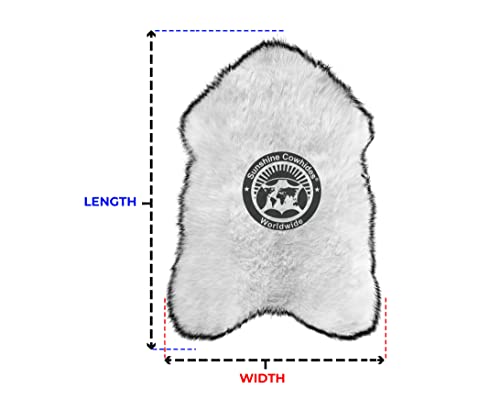 Sunshine Cowhides Genuine Natural Sheepskin Rug Grey 2 x 3 ft. Soft Premium Quality Bedside Rug Chair Seat Cover Rug Throw