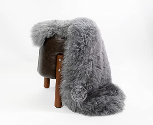 Sunshine Cowhides Genuine Natural Sheepskin Rug Grey 2 x 3 ft. Soft Premium Quality Bedside Rug Chair Seat Cover Rug Throw