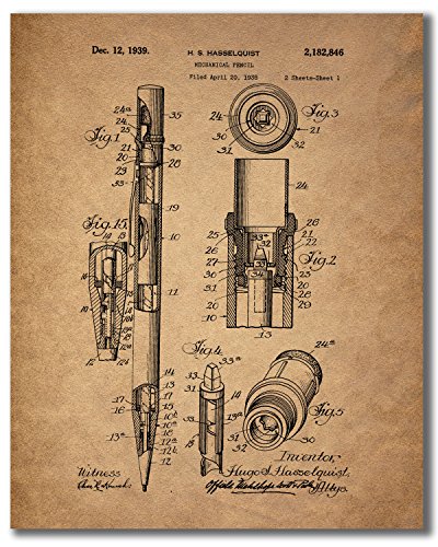 Architect Drafting Patent Prints - Set of 6 (8 inches x 10 inches) Drafting Wall Art Decor Photos