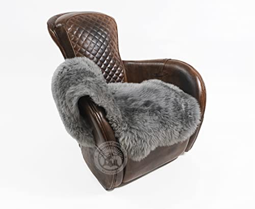 Sunshine Cowhides Genuine Natural Sheepskin Rug Grey 2 x 3 ft. Soft Premium Quality Bedside Rug Chair Seat Cover Rug Throw