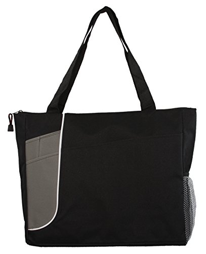 Two-Toned Poly Zippered Tote Bag