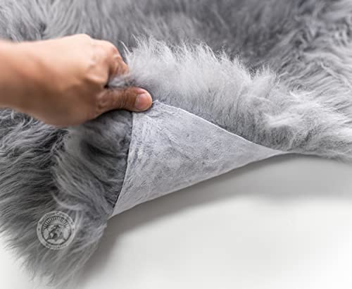 Sunshine Cowhides Genuine Natural Sheepskin Rug Grey 2 x 3 ft. Soft Premium Quality Bedside Rug Chair Seat Cover Rug Throw