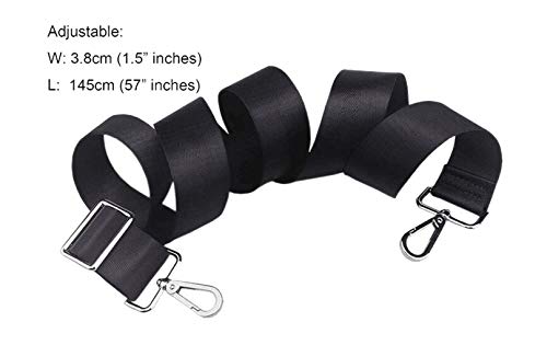 Adjustable Handbag Strap Replacement Guitar Style Canvas 57 Inches Crossbody Strap for Shoulder Bag (Black-01)