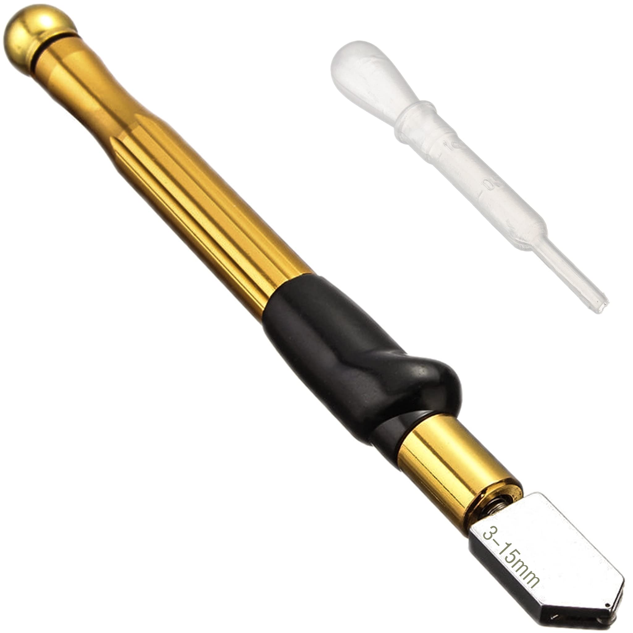 KEWAYO 3mm-15mm Tools for Glass Cutting, Gold Pencil Oil Feed Carbide Tip Glass Cutter Cutting Tool