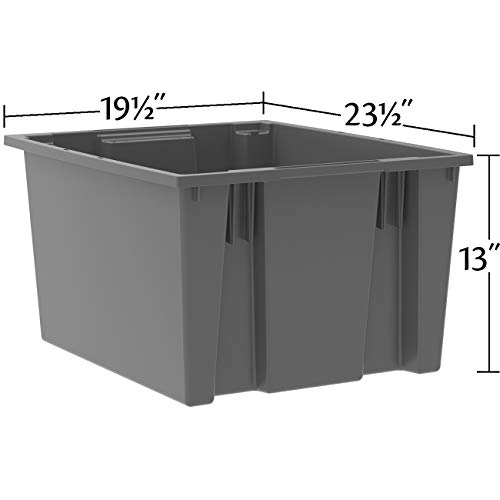 Akro-Mils 35230 Nest and Stack Plastic Storage Container and Distribution Tote, (23-1/2-Inch L x 19-1/2-Inch W x 13-Inch H), Red, (3-Pack)
