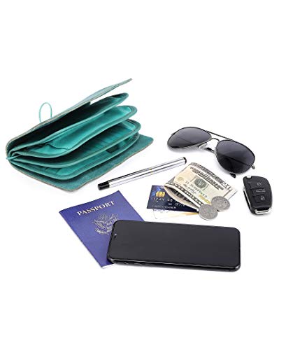OLD TREND Leather Clutch Nomad Organizer Wallet (Aqua)