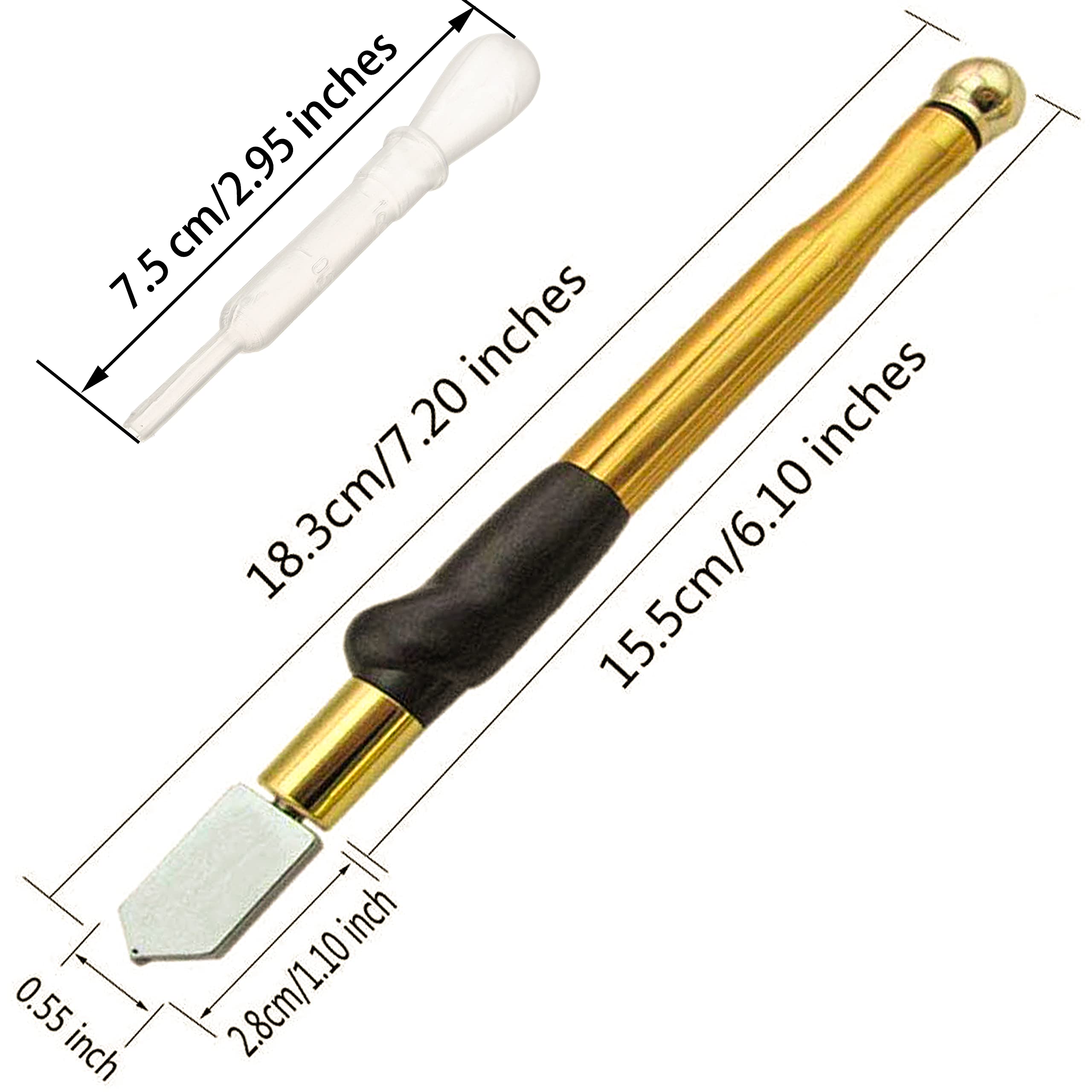 KEWAYO 3mm-15mm Tools for Glass Cutting, Gold Pencil Oil Feed Carbide Tip Glass Cutter Cutting Tool