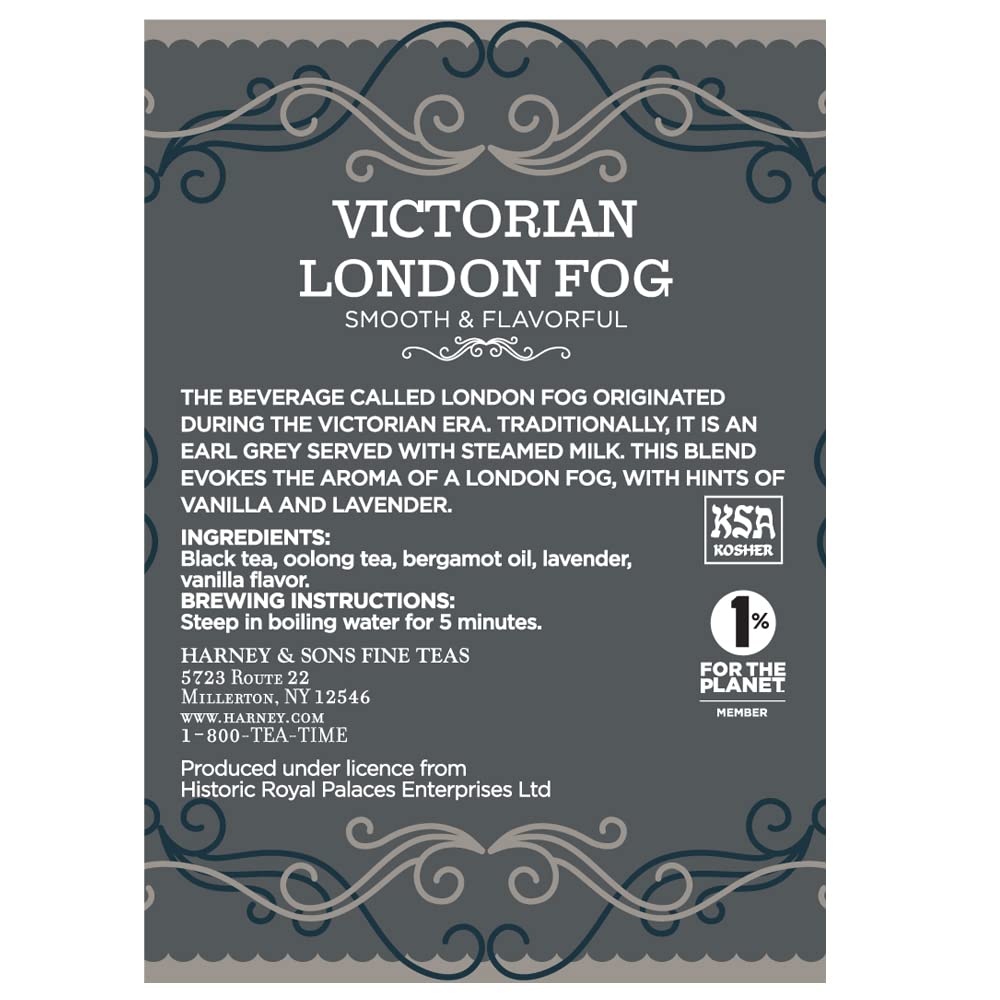 Harney & Sons Victorian London Fog Tea | 30 Sachets, Historic Royal Palaces Collection
