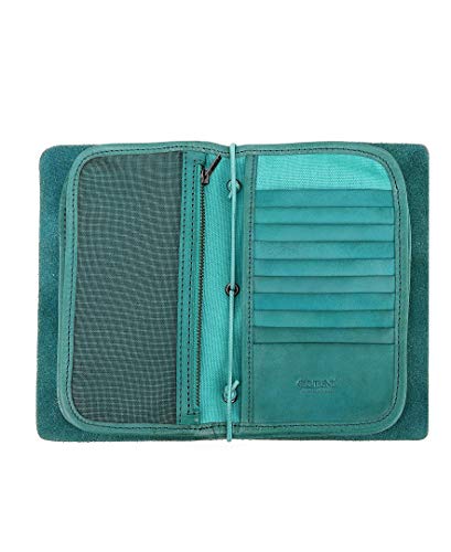 OLD TREND Leather Clutch Nomad Organizer Wallet (Aqua)
