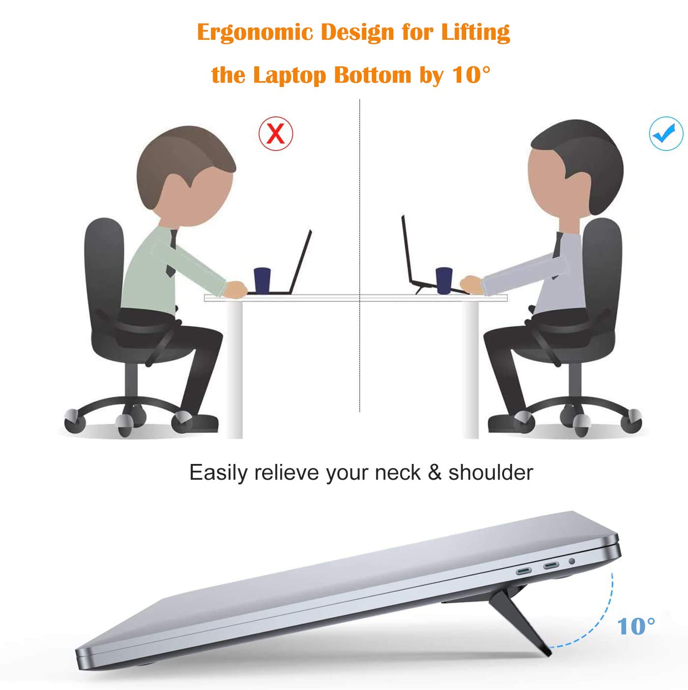 Mini Laptop Stand, Keyboard Riser Stand, Invisible Ergonomic Laptop Holder Stand Riser, Foldable Tablet Pad Phone Stand Lap Cooler for MacBook, Air, Pro, Lenovo, HP More (2PCS)