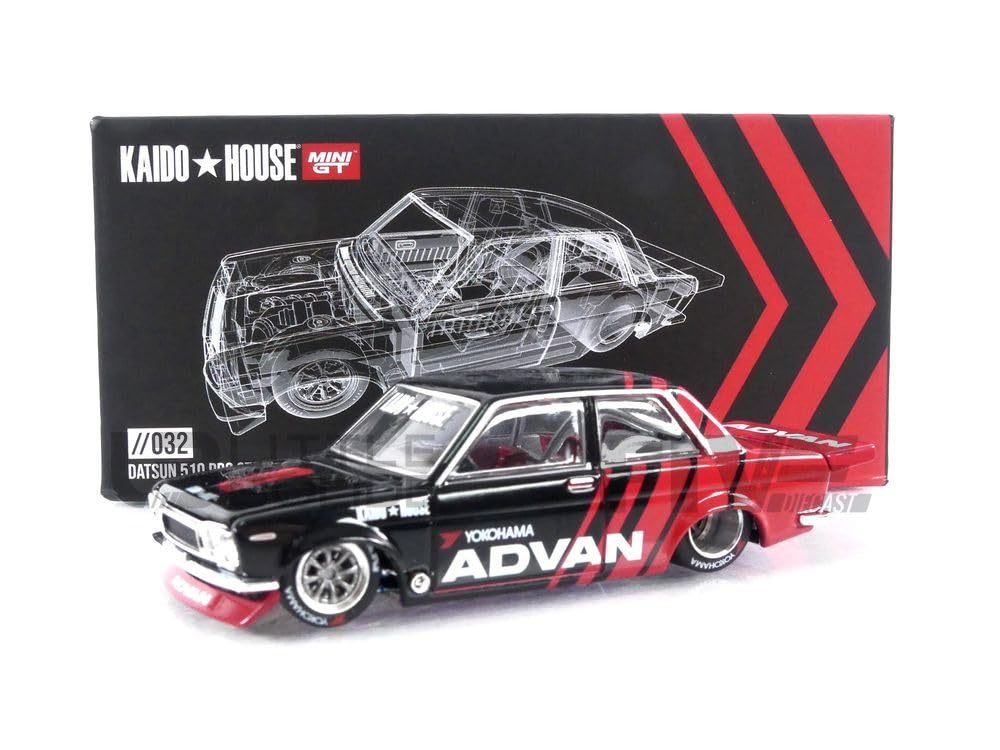 Datsun 510 Pro Street Advan Yokohama (by Jun Imai) Kaido House 1/64 Diecast Model Car True Scale Miniatures KHMG032