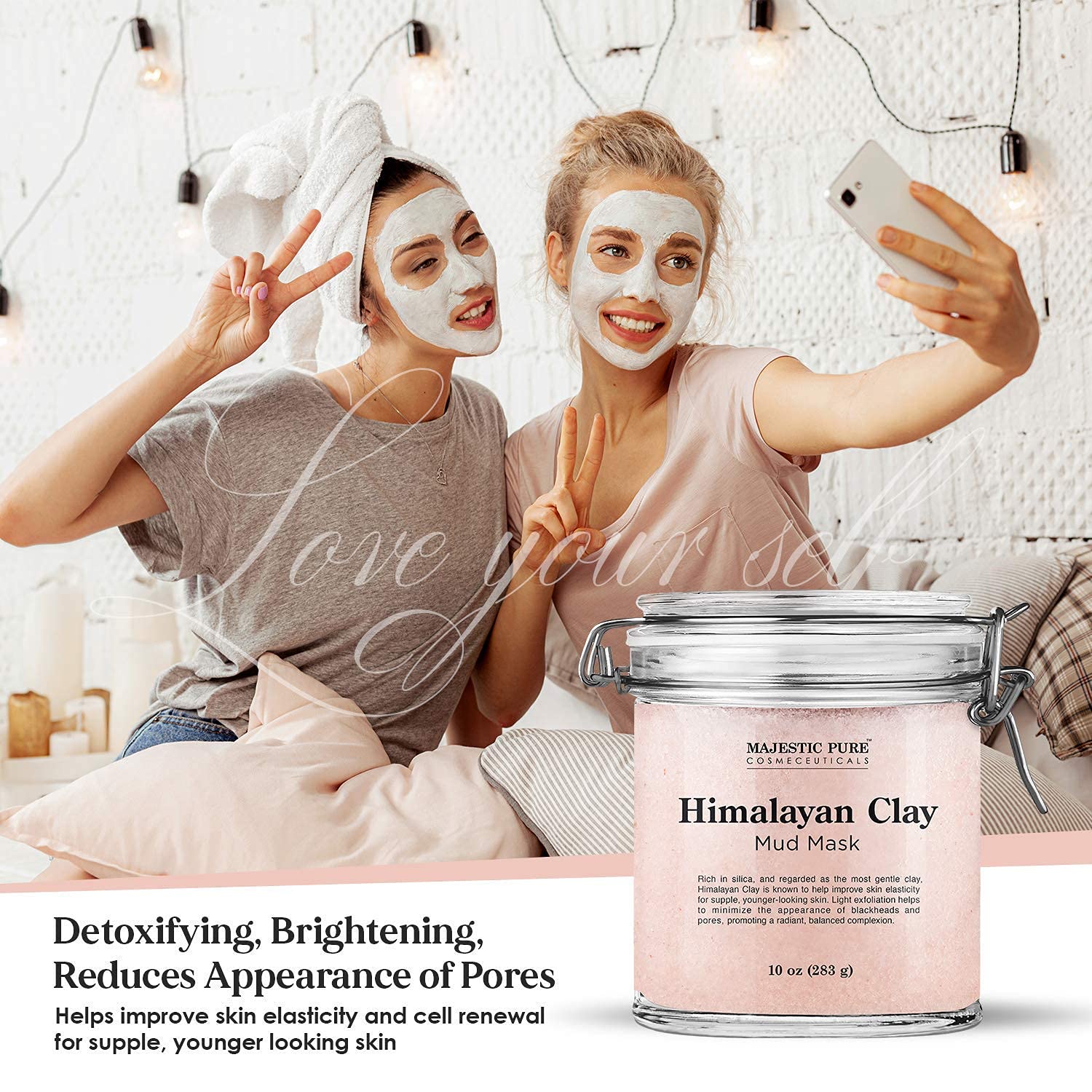 MAJESTIC PURE Dead Sea Mud Mask and Himalayan Clay Mask Bundle – Natural Skin and Face Care for Women and Men