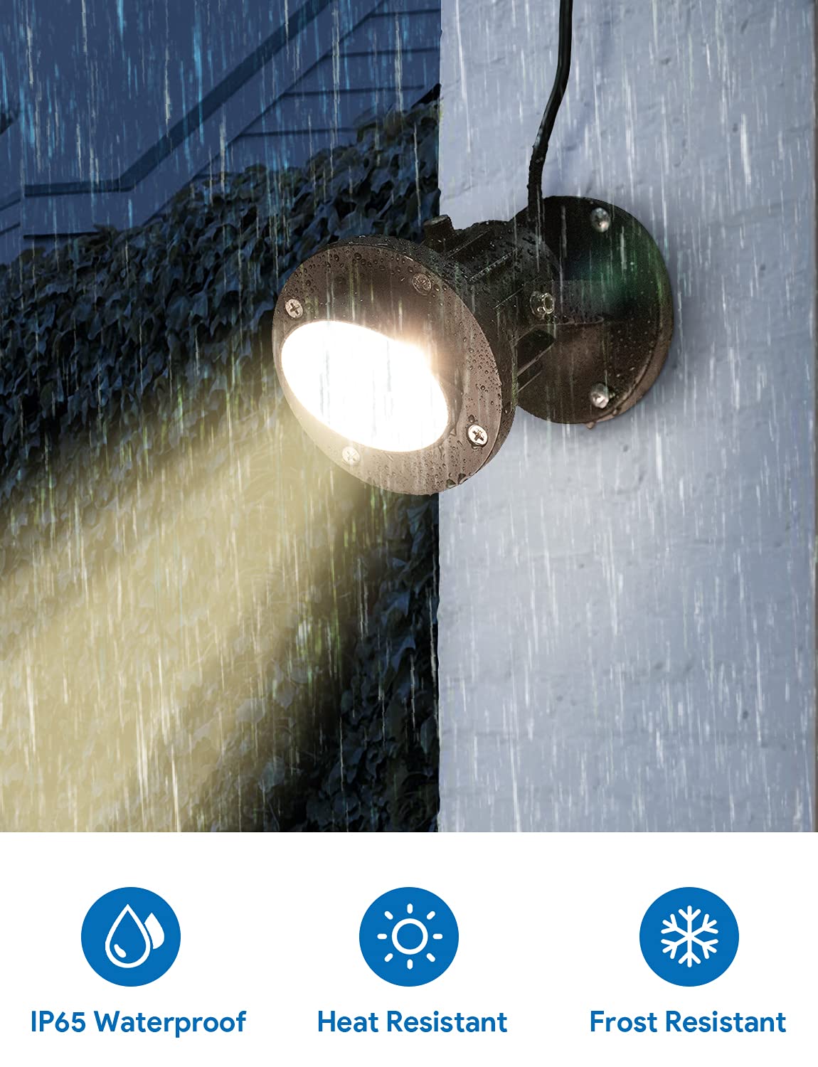 SUNVIE 20W Spot Lights Outdoor with Photocell Sensor, Dusk to Dawn LED Landscape Spotlights, Waterproof 120V 2000LM 3000K Landscape Lighting for Yard Flag Tree Garden 6 FT US 3-Plug in Cord, 2 Pack