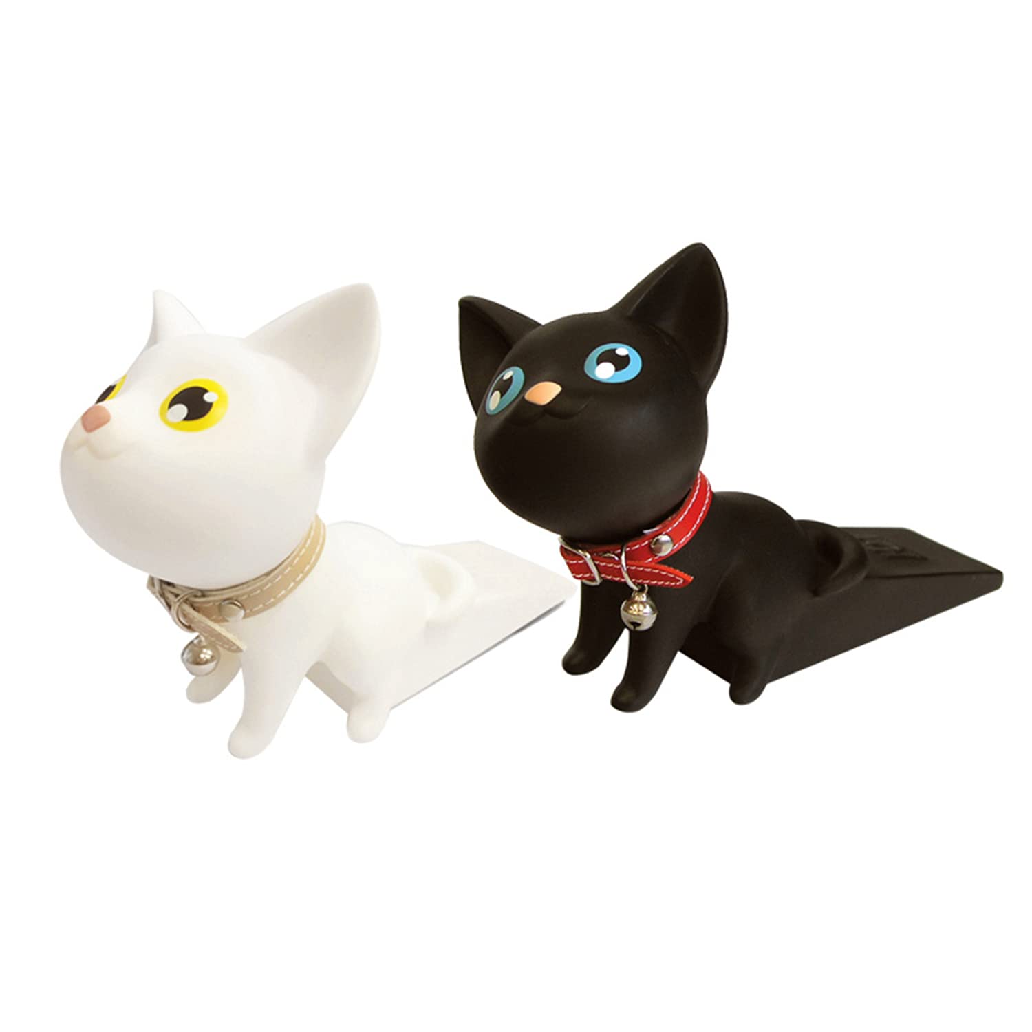 Tregoer Door Stoppers,Cat Door Stopper,Cute Door Stops Decorative Doorstop Animal Door Wedge for Home and Office(Black and White)