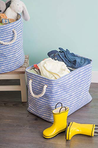 DII Polyester Container with Handles, Keeping Score Storage Bin, Large, Bright Blue