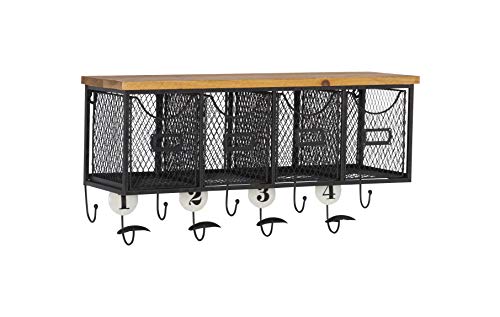 Linon 4-Basket Wall Organizer, 23.5" L x 7.25" W x 12.4" H, Brown, Black