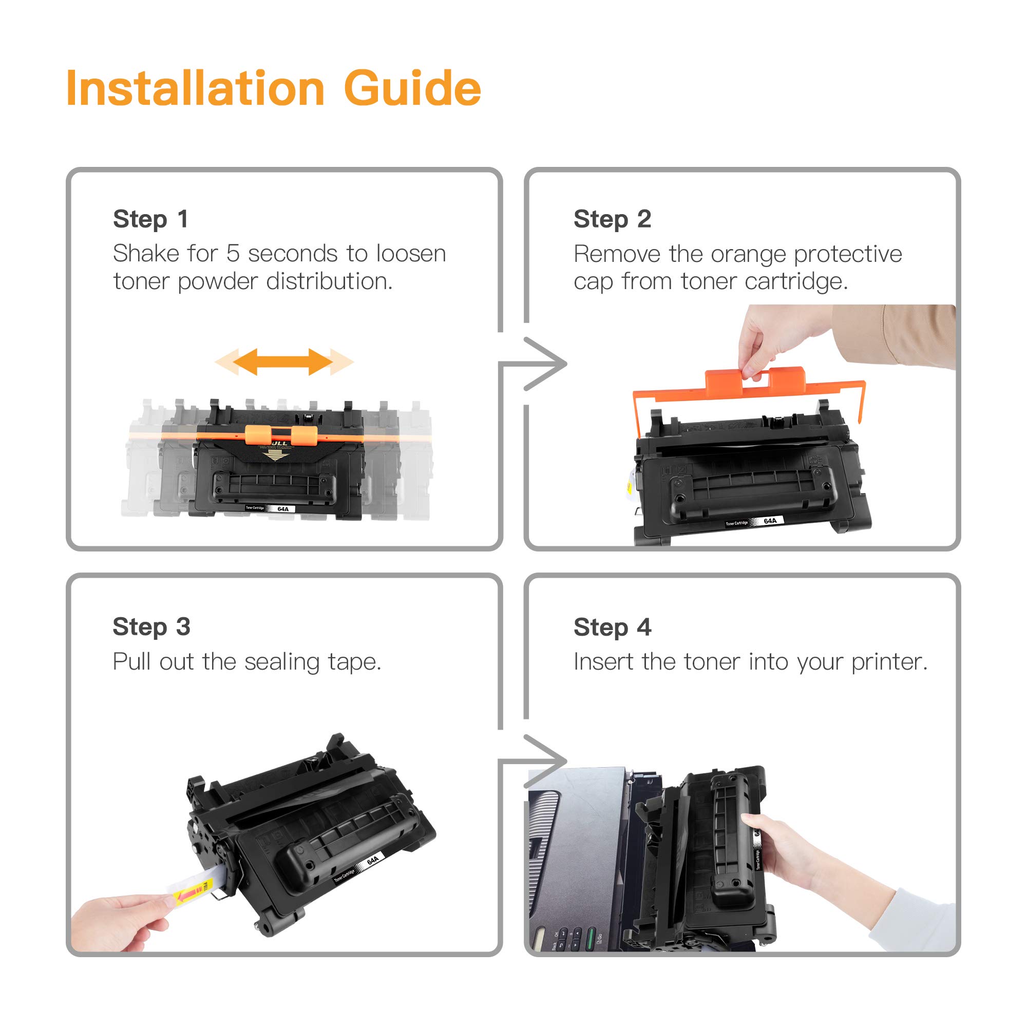 E-Z Ink (TM) Compatible Toner Cartridge Replacement for HP 64A CC364A 64X CC364X Compatible with Laserjet P4014N P4014DN P4015N P4015X P4015DN P4515N P4515X P4014 P4015 P4515 Printer (Black, 1 Pack)