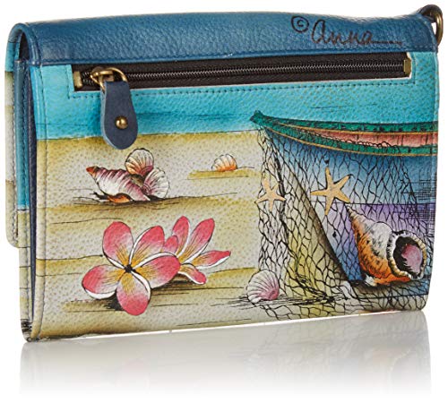 Anna by Anuschka Women's Hand-Painted Genuine Leather Vintage Wristlet Clutch - Caribbean Dream