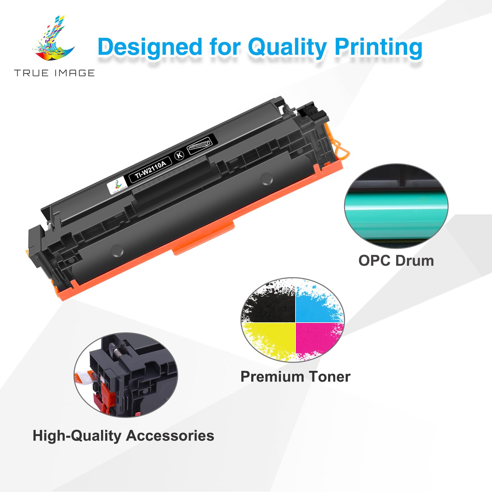 TRUE IMAGE Compatible 206A Toner Cartridge Replacement for HP 206A 206X W2110A W2110X for HP Color Pro M255dw MFP M283fdw M283cdw M283 M255 Printer Toner (Black Cyan Yellow Magenta, 4-Pack)
