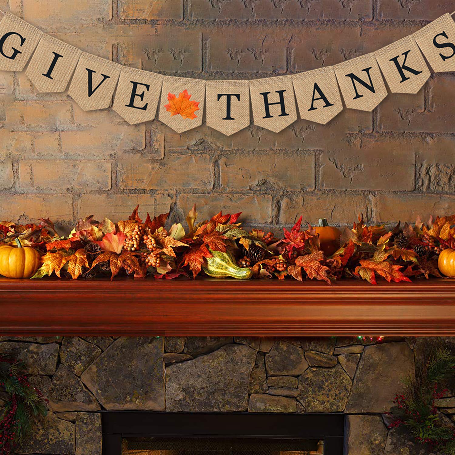 Give Thanks Banner, Thanksgiving Decorations Burlap Banner Thanksgiving Decor Friendsgiving Party Home Decoration