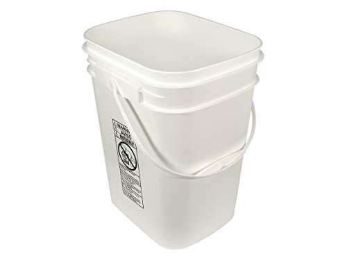 Andwing 5.3 Gallon White Rectangular Bucket/Pail with Hinged Snap Lid, 12 Pack