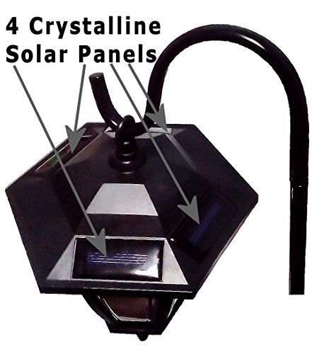 Black Vintage Shepard Hook Solar Lantern Outdoor Light