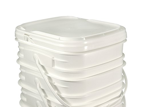 Andwing 5.3 Gallon White Rectangular Bucket/Pail with Hinged Snap Lid, 12 Pack