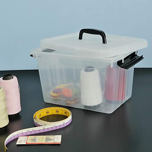 Obstnny 12 Quart&6 Quart Plastic Latching Box With Handles, Clear Storage Bins with Lid