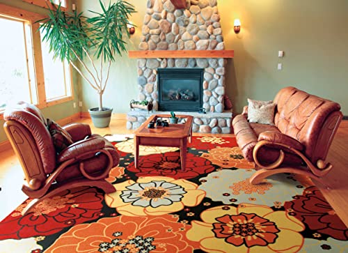 Nourison Home & Garden Indoor/Outdoor Black 5'3" x 7'5" Area-Rug, Easy washing, Non Shedding, Bed Room, Living Room, Dining Room, Kitchen (5x7)