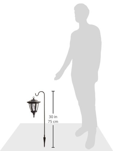Black Vintage Shepard Hook Solar Lantern Outdoor Light