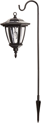 Black Vintage Shepard Hook Solar Lantern Outdoor Light