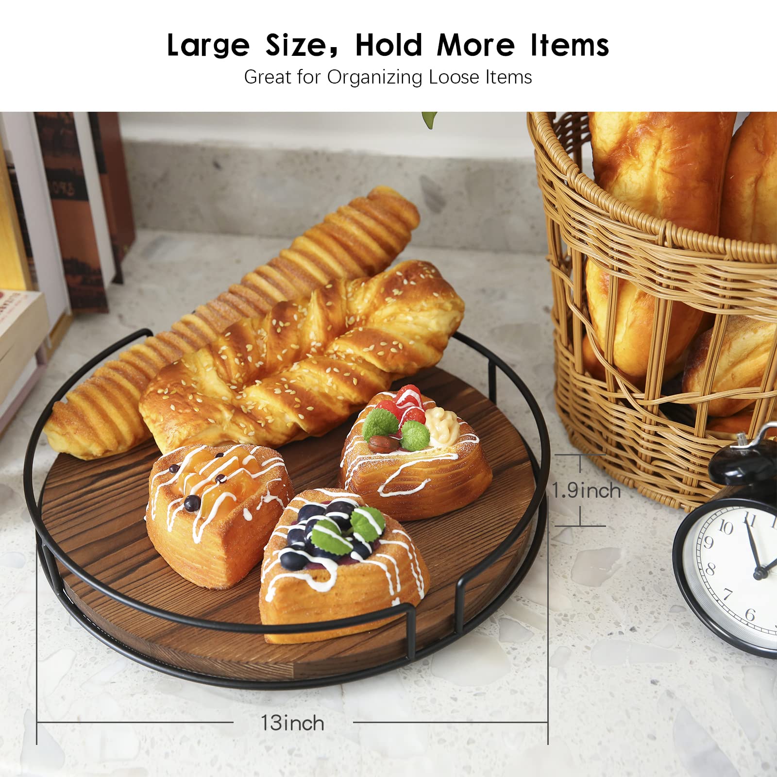 Lazy Susan Organizer, Othran Wood Lazy Susan for Table 13-inch Kitchen Organizer Lazy Susan Organizer for Cabinet Spice Fridge Pantry Countertop, 360 Degree Turntable
