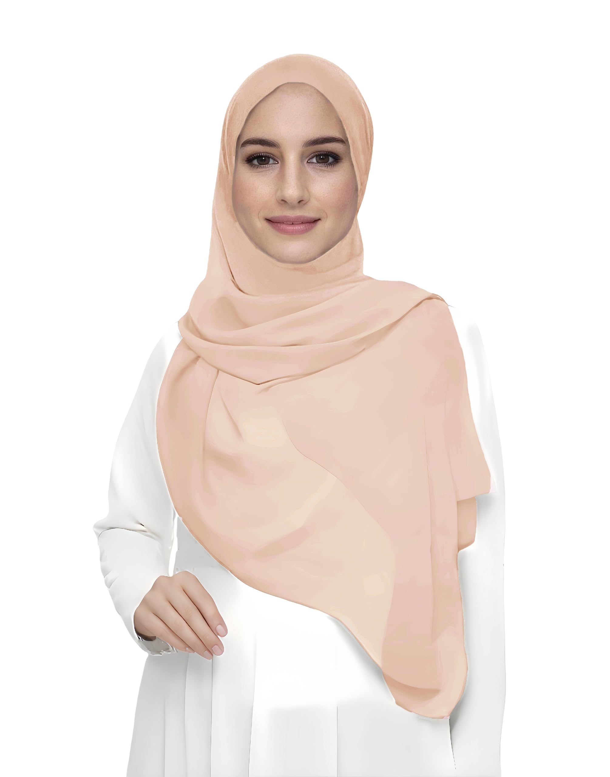 Lina & Lily Solid Color Thick Chiffon Muslim Hijab Long Scarf (Peach)