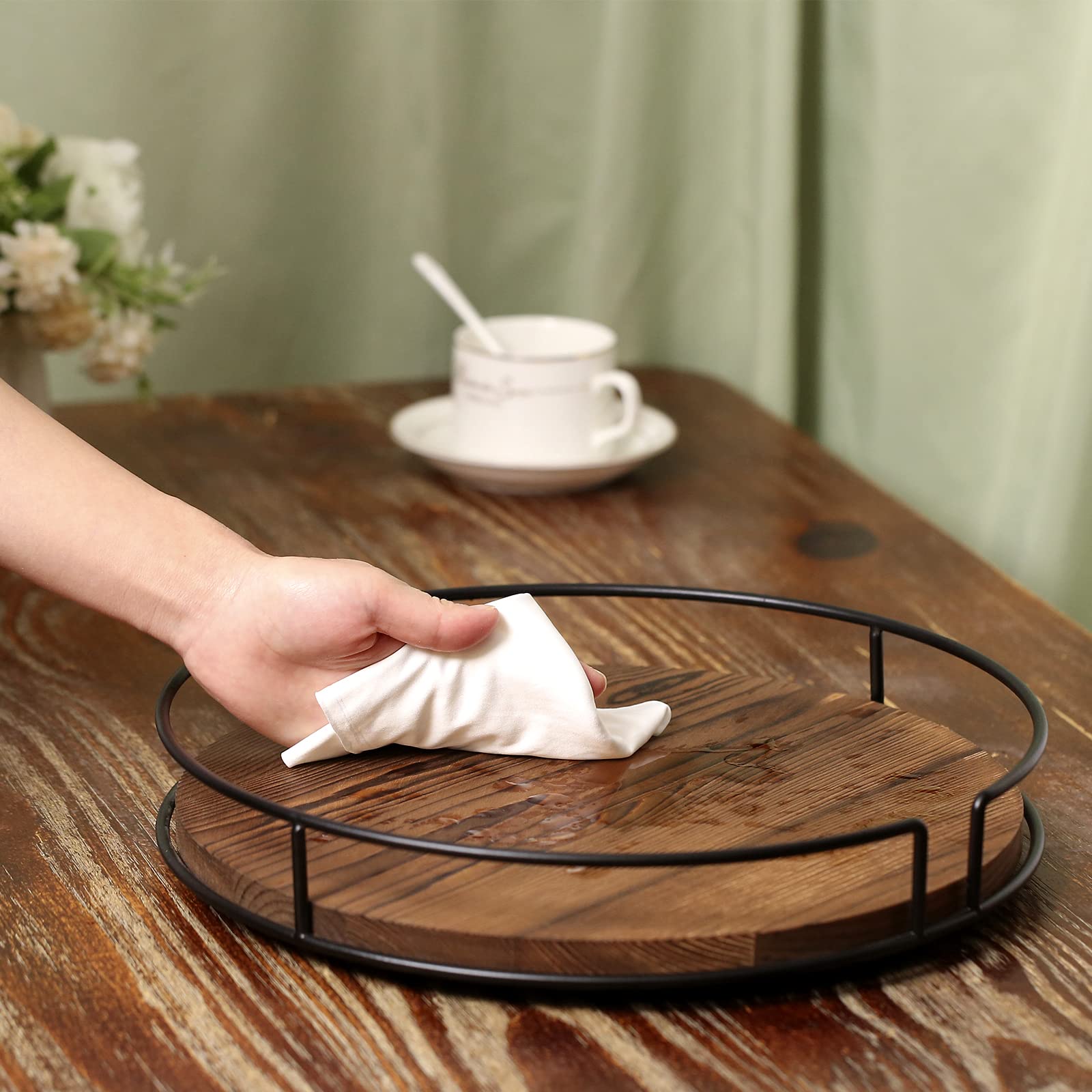 Lazy Susan Organizer, Othran Wood Lazy Susan for Table 13-inch Kitchen Organizer Lazy Susan Organizer for Cabinet Spice Fridge Pantry Countertop, 360 Degree Turntable