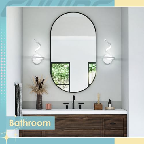 CHYING LED Wall Sconce Modern Spiral Bathroom Wall Light White Wall Lamp 15W Cool White 6500K Indoor Wall Light Fixture for Bedroom Stairs Living Room Hallway