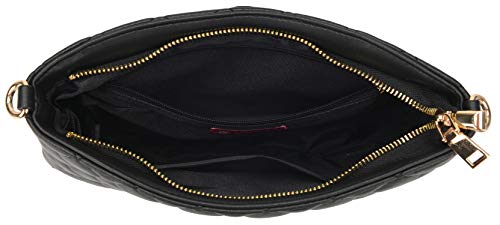 lola mae Simple Quilted Crossbody Bag, Lightweight Wristlet Shoulder Purse (Black)