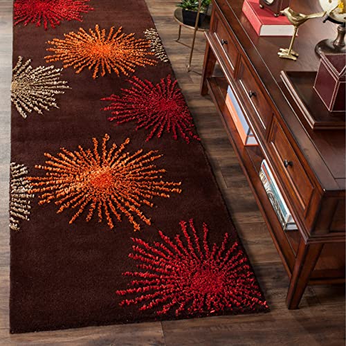 SAFAVIEH Soho Collection 7'6" x 9'6" Ivory / Silver SOH712J Handmade Starburst Premium Wool & Viscose Area Rug