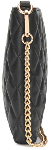 lola mae Simple Quilted Crossbody Bag, Lightweight Wristlet Shoulder Purse (Black)