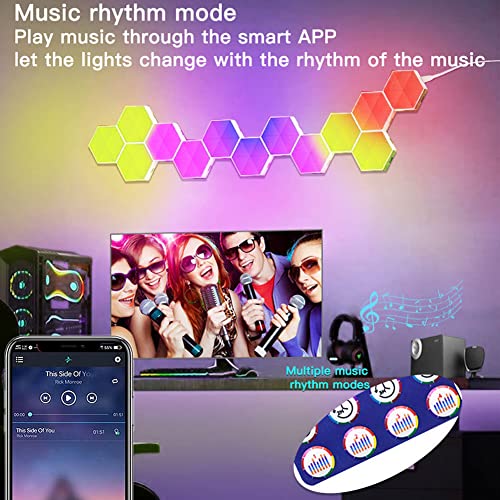 Firmlly RGB Hexagon Lights, LED Hexagon Wall Light, Smart Hexagonal Wall Panels, Bluetooth/WiFi Connection, LED Wall Panels for Gaming Room, Bedroom, Wall Decor (WiFi*3PCS, RGB)