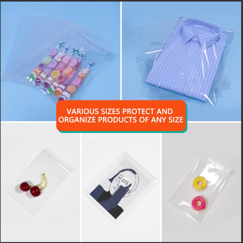 iMailer 500 Count - 5" x 7" Self Seal Clear Cello Cellophane Resealable Plastic Poly Bags for A2 A4 A6 Cards & Envelopes, Bakery, Cookies, Candies